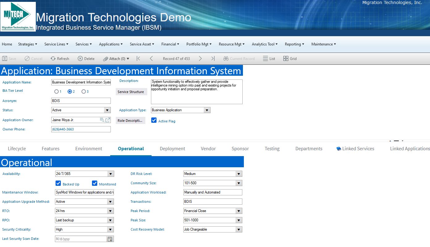 Application Portfolio Management - Migration Technologies Inc.